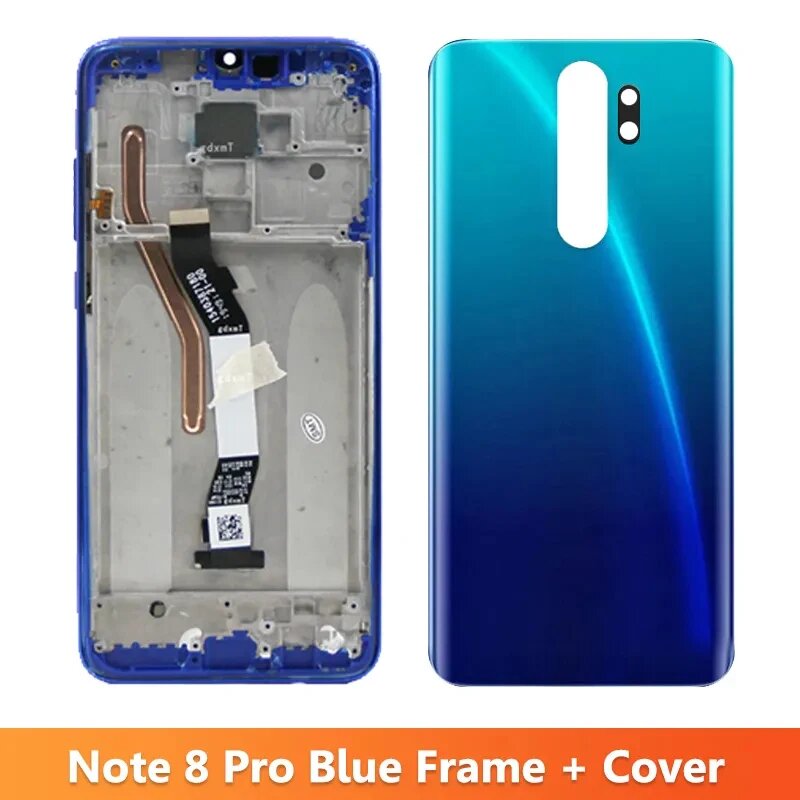 6,53-дюймовый новый дисплей для Xiaomi Redmi Note 8 Pro, сменный ЖК-экран + BlueFrame Cover