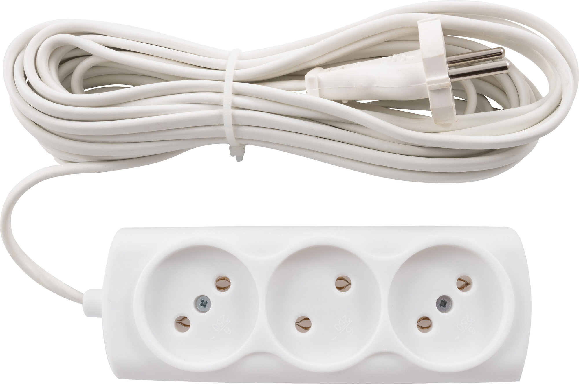Удлинитель сетевой электрический Engy "Эконом", 7 метров, 3 розетки, белый