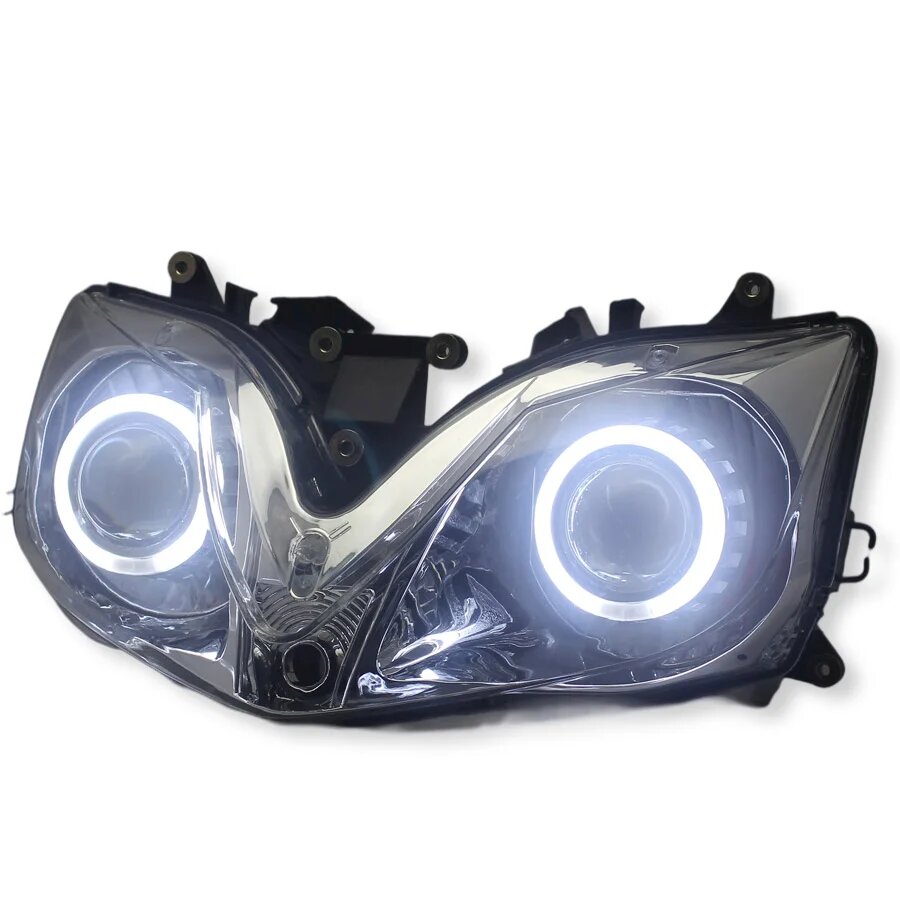 Мотоциклетные светодиодные фары «Ангельские глазки» в сборе, HID-проектор, биксеноновые фары для Honda CBR 600 CBR600 F4i 2001-07 Темно-синий, белый
