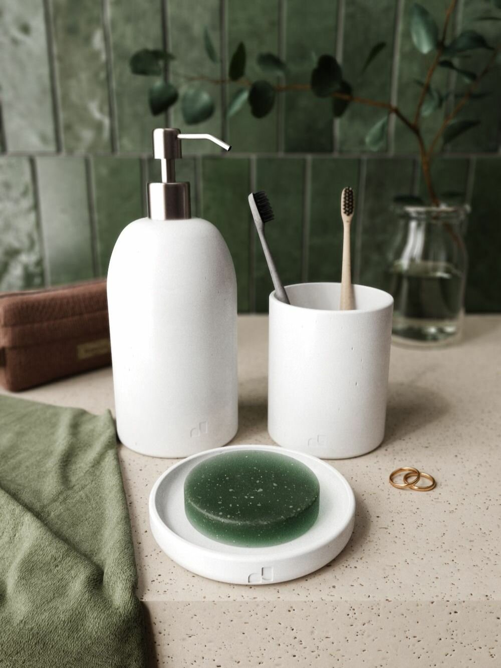 Набор Bordeaux из 3-х предметов (Емкость/Дозатор/Мыльница) белый