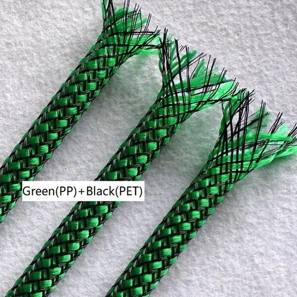 Кабельные рукава из хлопка и ПЭТ 4 8 12 мм 8mm, Green Black, 10meters