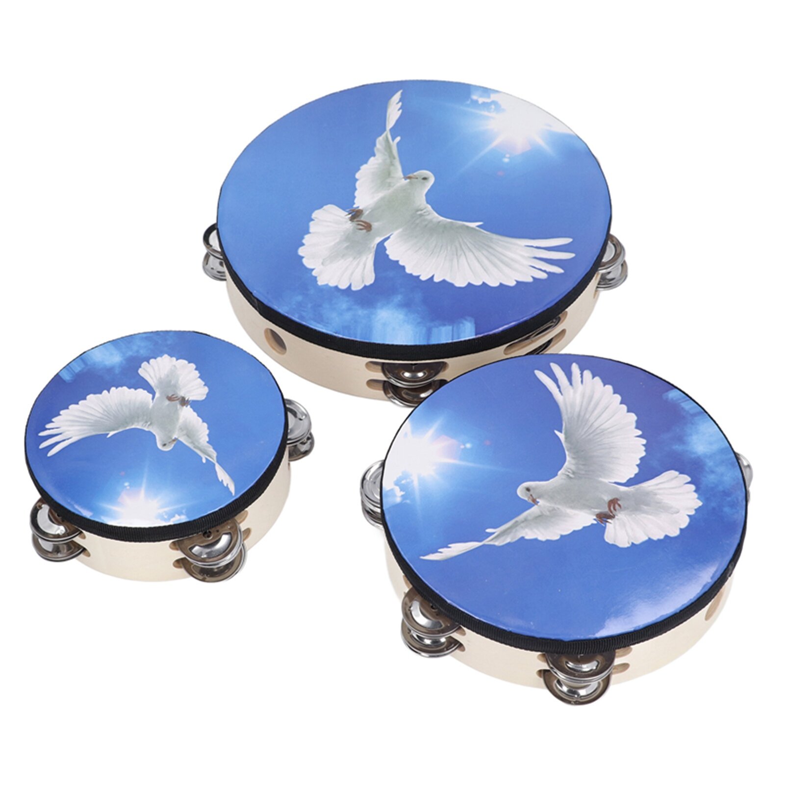 3 шт. деревянный бубен, двухрядный колокольчик, ручной барабан, ручной ударный инструмент для взрослых и детей, 6 дюймов, 8 дюймов, 10 дюймов, ручная работа, легко играть