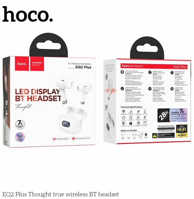 Hoco EQ2plus плюс беспроводной спортивной bluetooth-гарнитуры в ухо стерео звук спортивный звонок смарт-гарнитура