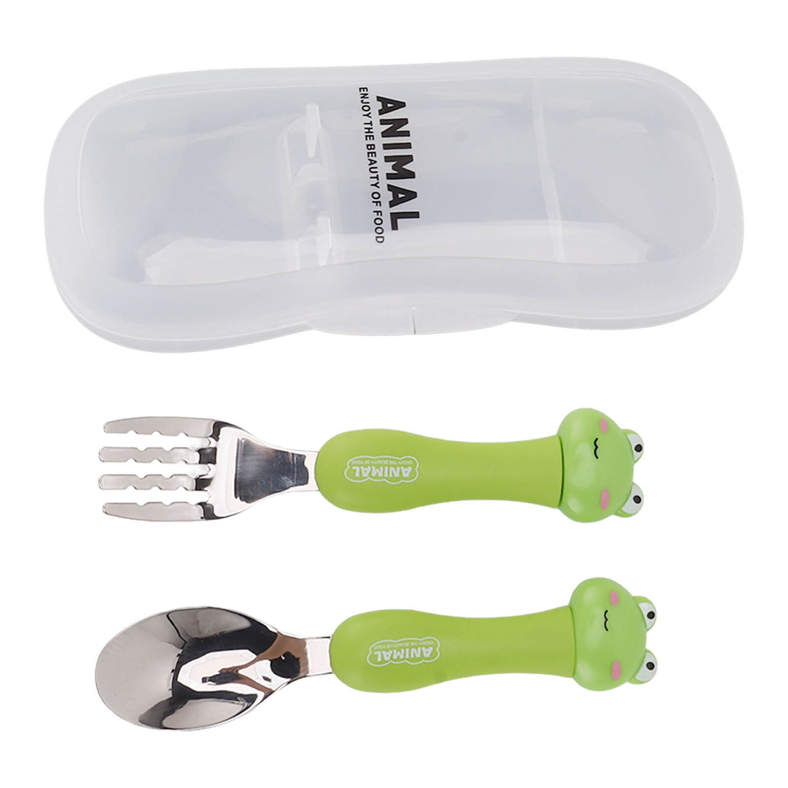 Мультфильм -вилка ложка из нержавеющей стали детская кормление тренировочные ложки вилки портативные детские турнир для детской лягушки