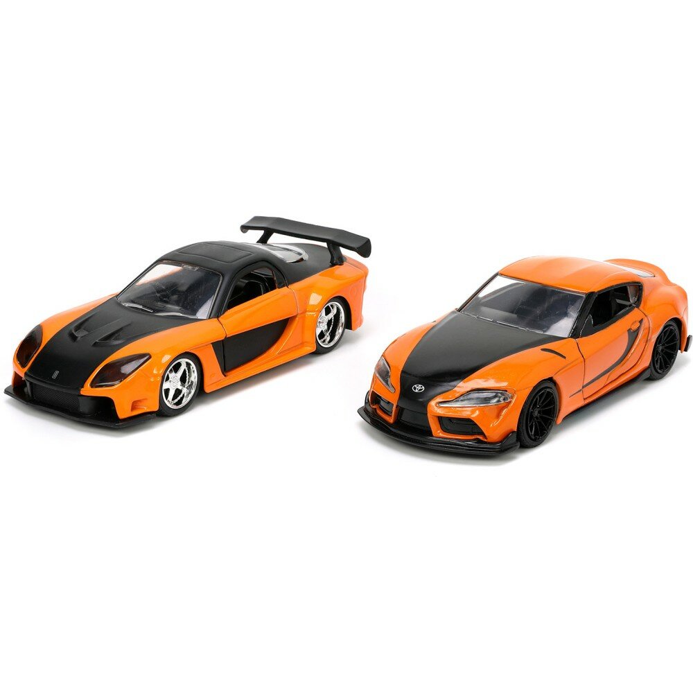 Набор моделей автомобилей Jada Toys Fast & Furious Han's: 1997 Mazda RX-7 (Metallic Orange) / 2020 Toyota GR Supra (Metallic Orange) (1:32) 32910
