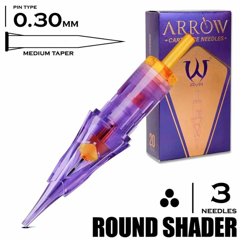 Картриджи для тату и перманентного макияжа (иглы, модули) AVA Arrow 1003RS 30/3RSMT 20 шт/уп