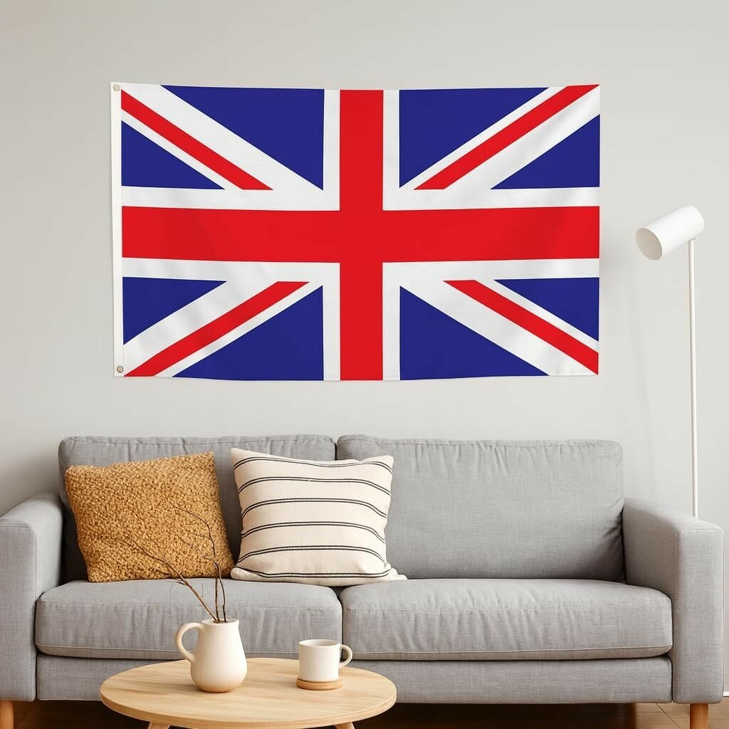 Флаг Великобритании размером 5x3 фута, большой британский национальный флаг, полиэстер премиум-класса с усиленными люверсами для размещения на открытом воздухе, прочный