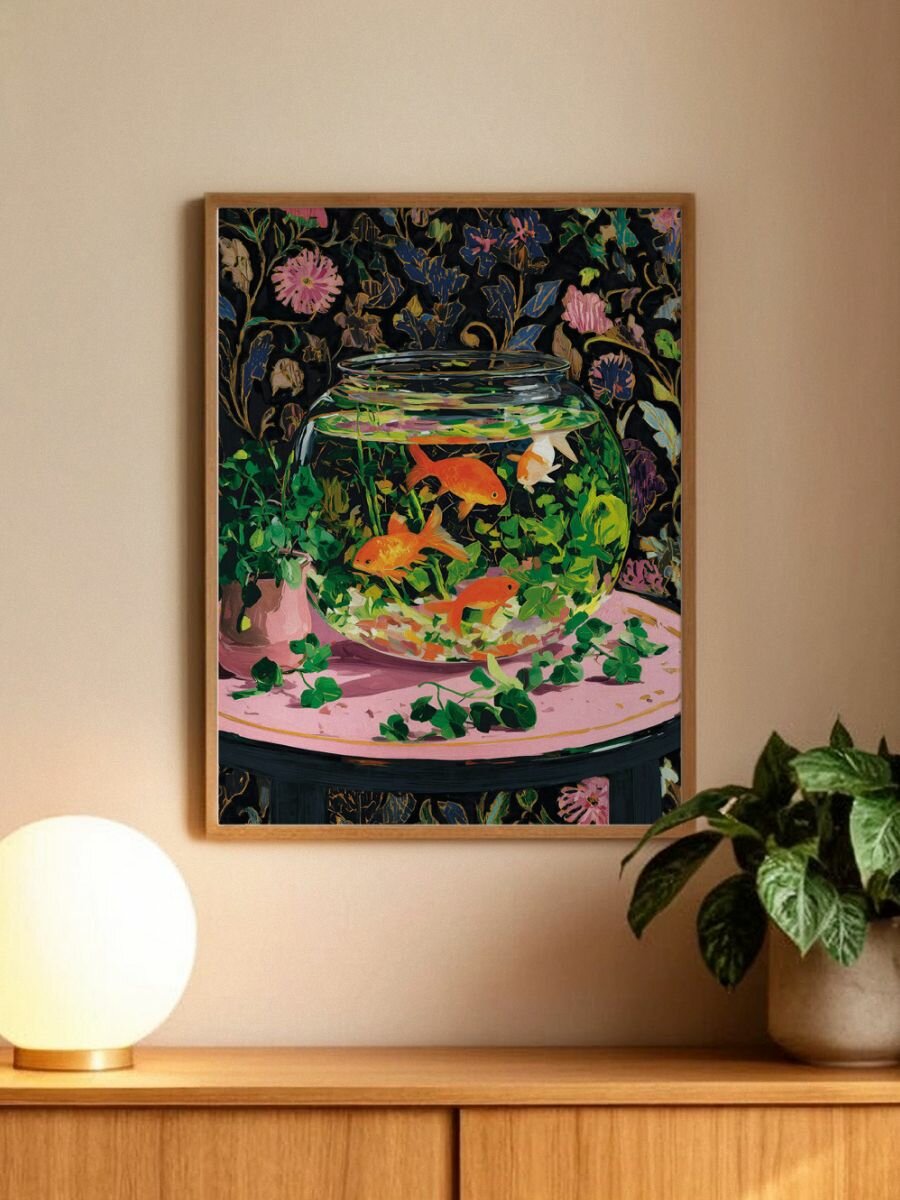 Постер Золотые рыбки 30х40 см на стену, без рамы на бумаге, постер для интерьера