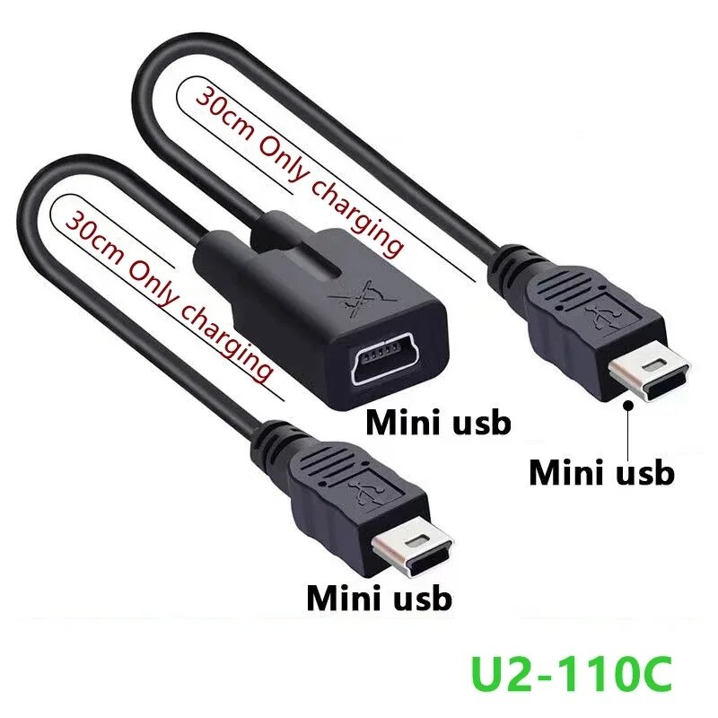 Кабель-разветвитель Mini USB 30 см черный U2-110C