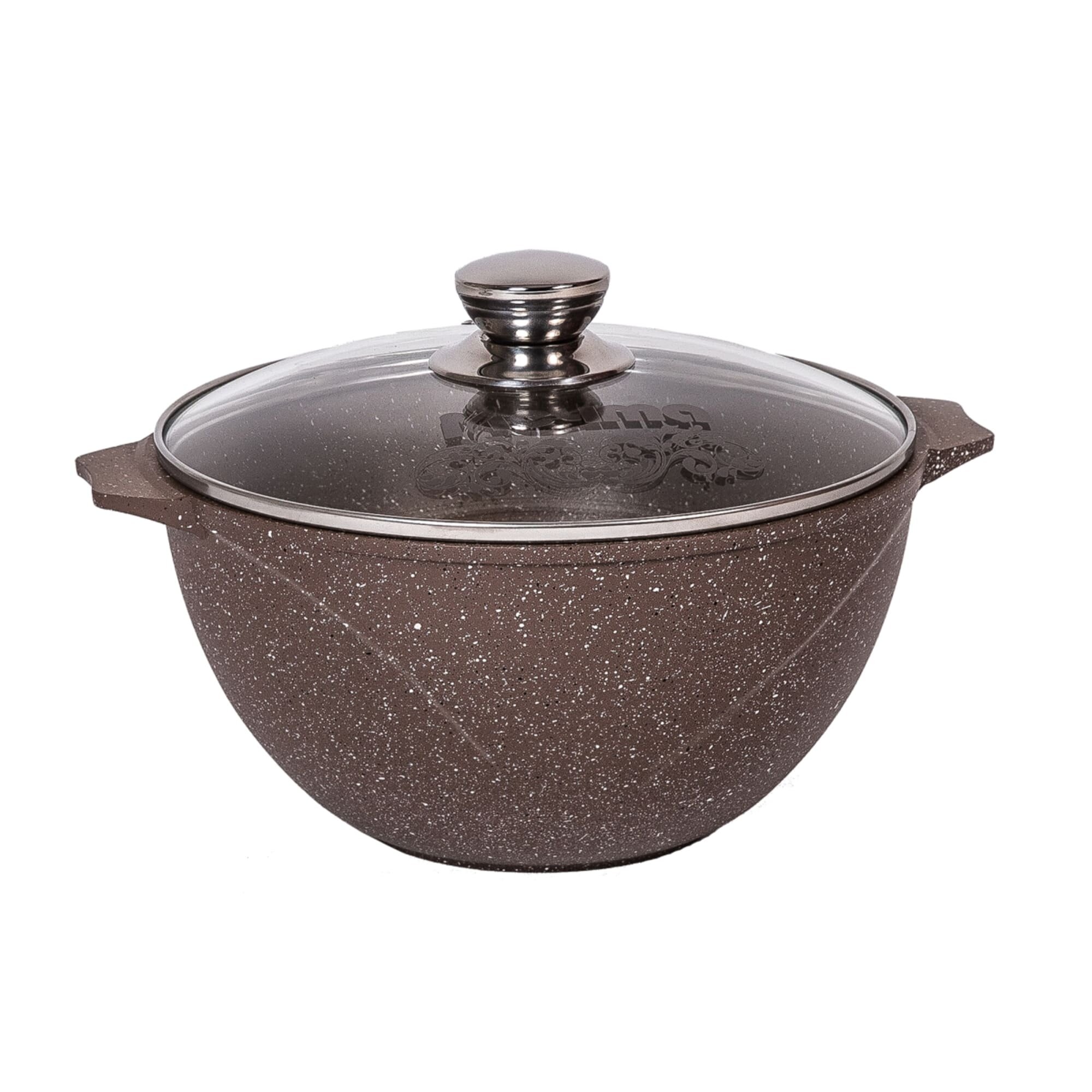 Казан 56806 со стеклянной крышкой. "Гранит brown" 6 литров