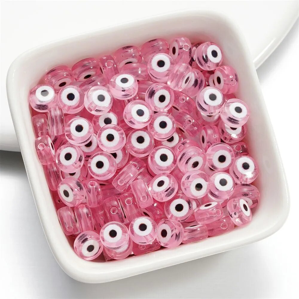 Набор бусин для рукоделия и создания украшений Кошачий глаз от сглаза, Глазок, 4*7mm 30шт.