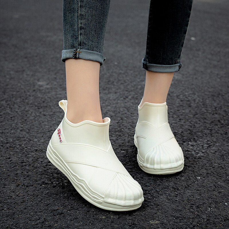 Женские резиновые туфли, резиновые сапоги с защитным носком, короткие водонепроницаемые сапоги, низкие нескользящие резиновые сапоги для мойки автомобилей, водонепроницаемая обувь, женские резиновые туфлиEU:38