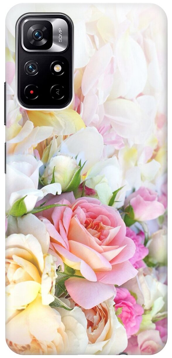 Силиконовый чехол Нежные розы на Xiaomi Poco M4 Pro 5G / Сяоми Поко М4 Про