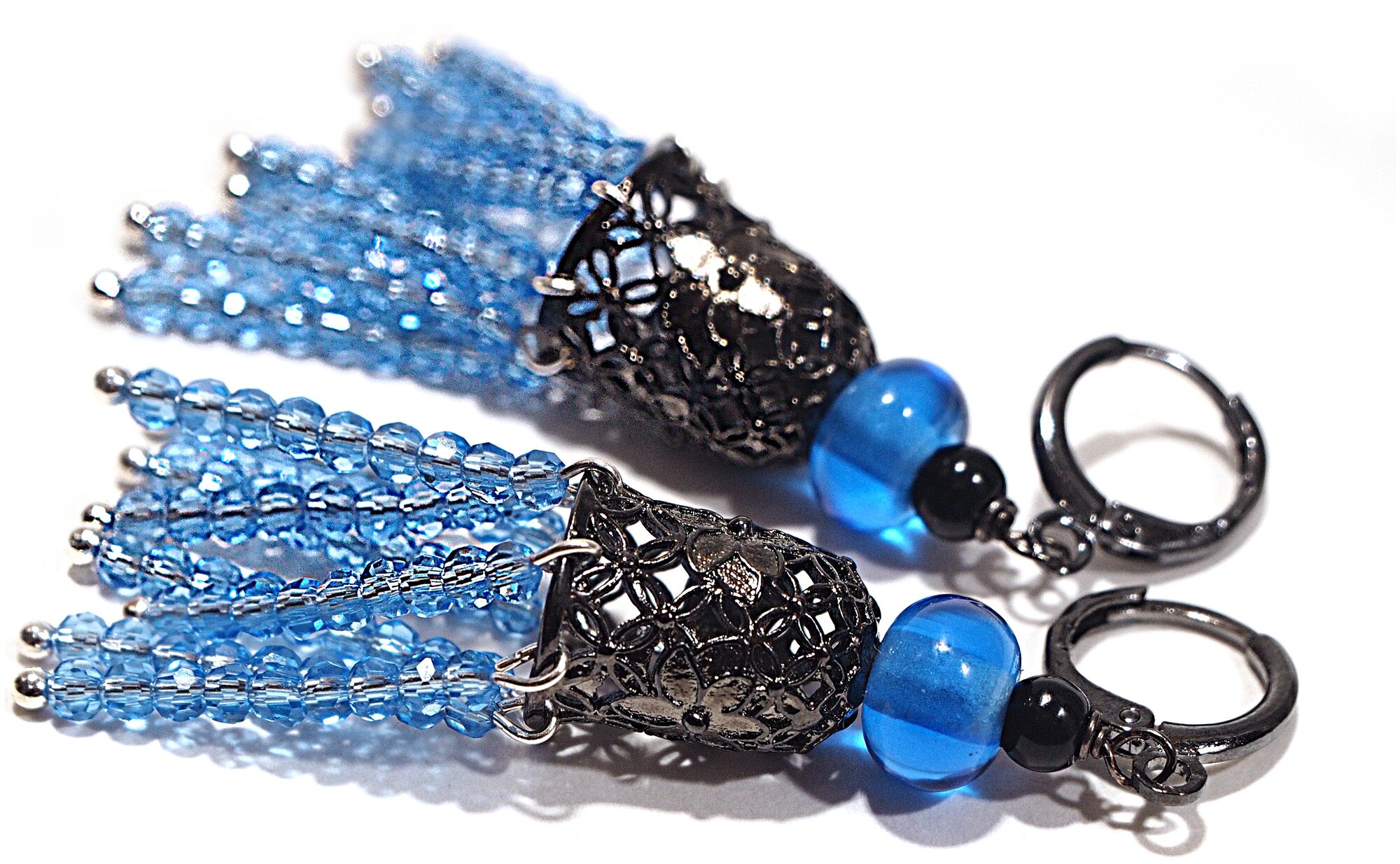 Серьги с подвесками, металл, стекло, муранское стекло