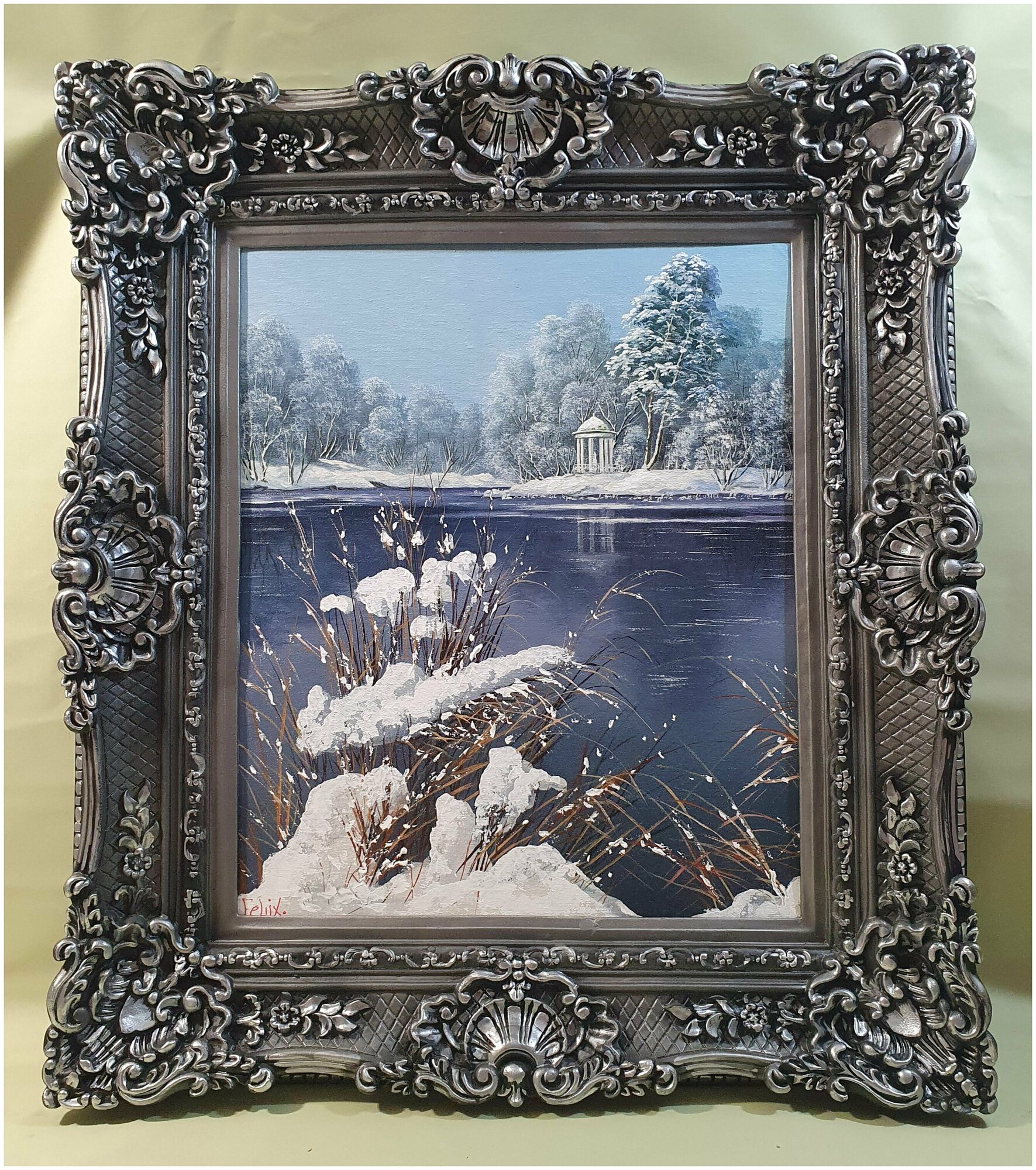 Картина холст-масло Природа, в рамке под Винтаж 88х78х9см. Арт: 20220823_145507