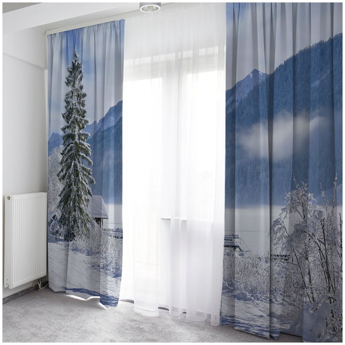 Фотошторы из габардина новогодние Good Room, 290x250 см.