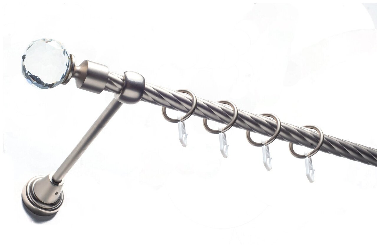 Карниз для штор 2,4 метра AICITY16 бриллиант твист 1 хром матовый