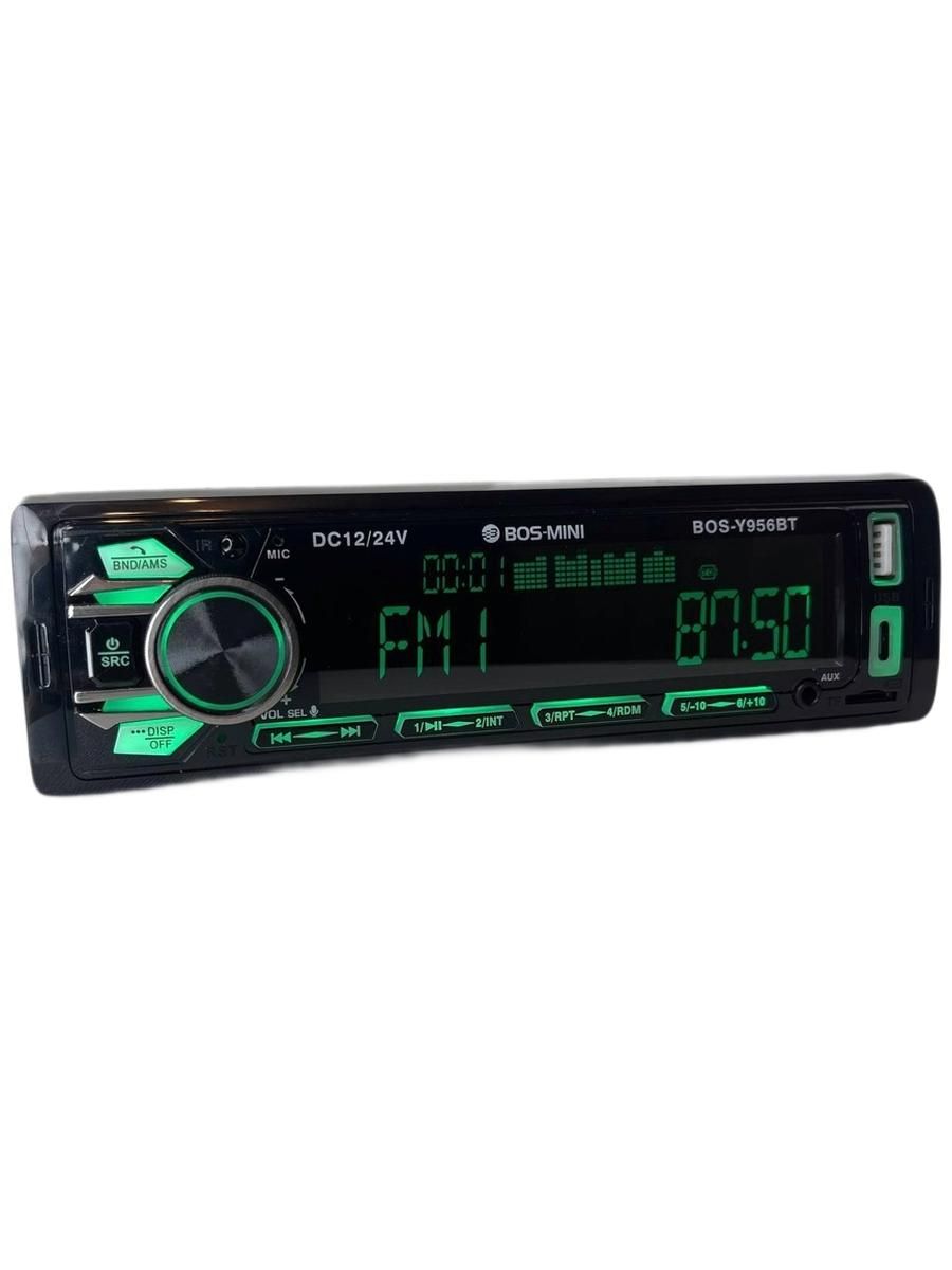 Автомагнитола BOS-MINI BOS-Y956BT 1Din, Bluetooth, USB, AUX, 12-24V