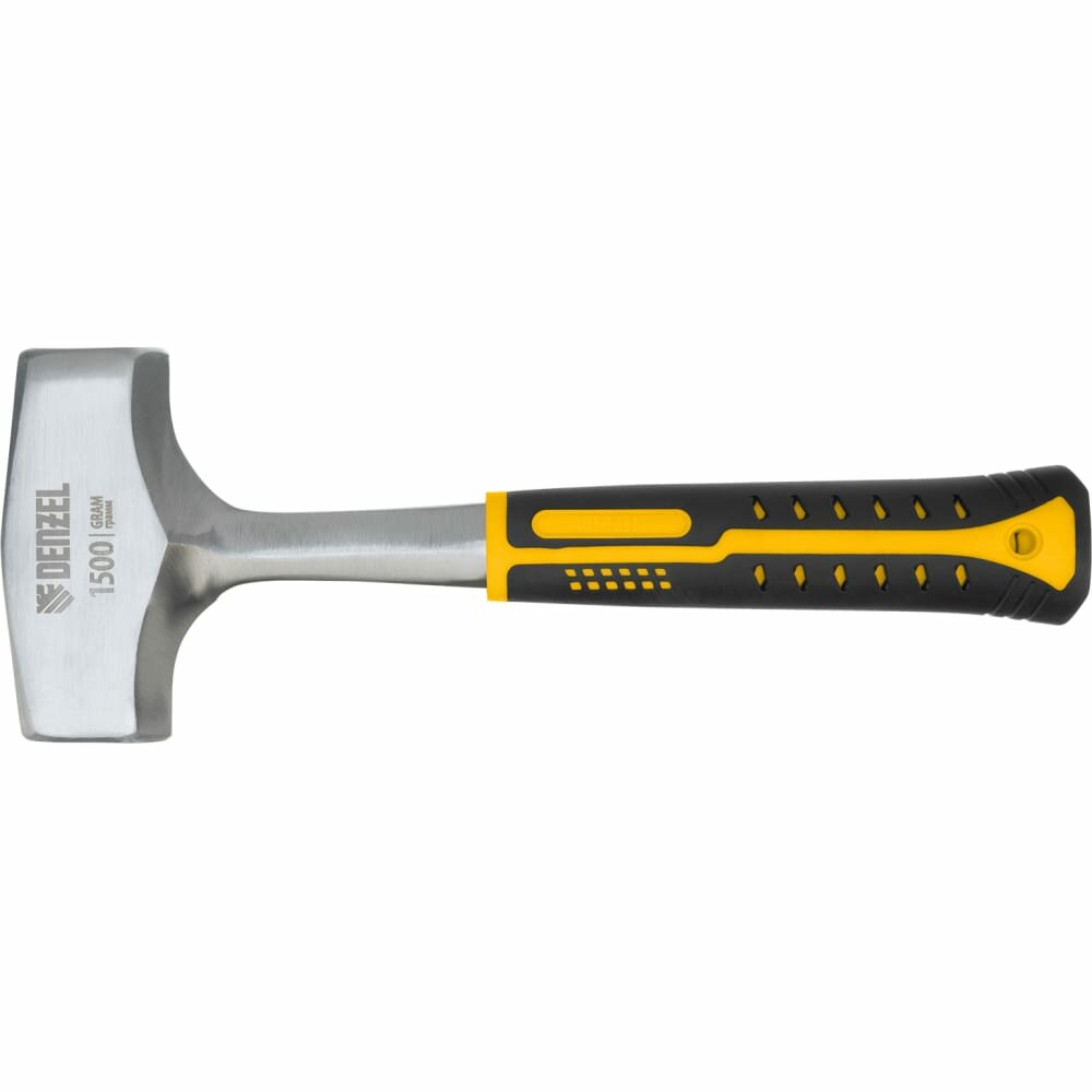 Цельнометаллическая кувалда Denzel 1,5 кг, двухкомпонентная рукоятка 11012, для нанесения несильных