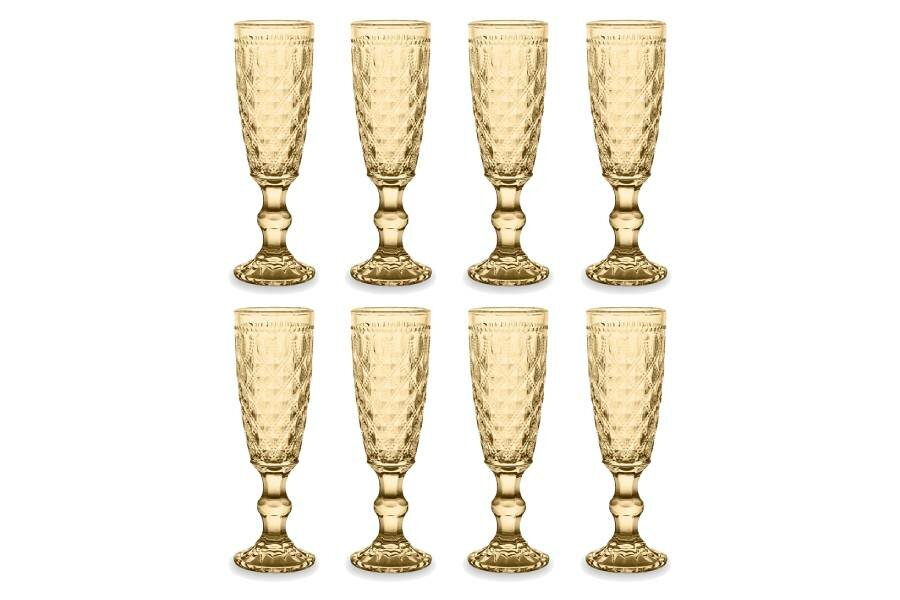 Набор бокалов для шампанского Dubai, янтарный, 0,15 л, 8 шт (WD Lifestyle)