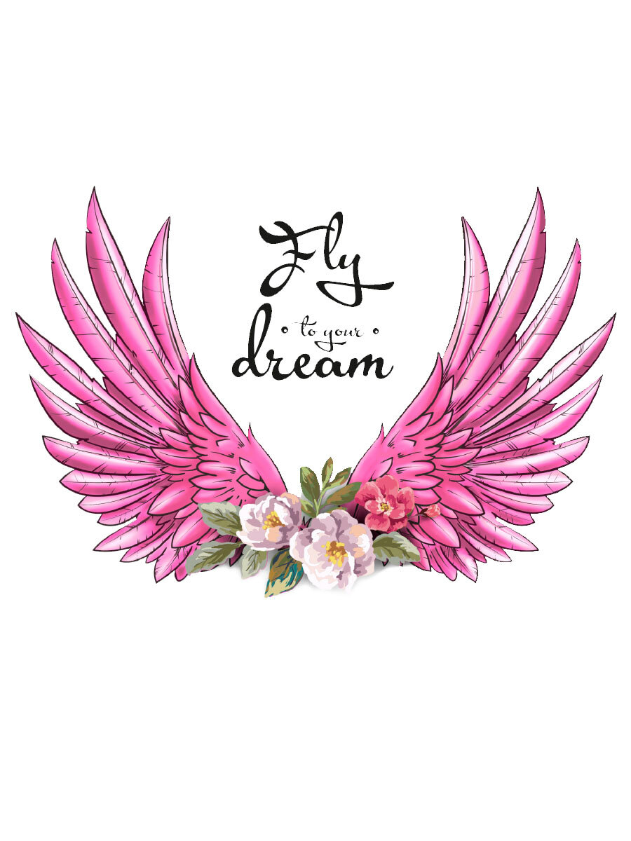 Термонаклейка на одежду "Розовые крылья"