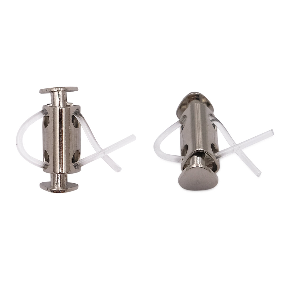 Фиксатор для шнура металлический 'Цилиндр', 25*8,9 мм, 10 шт, Айрис (серебристый)