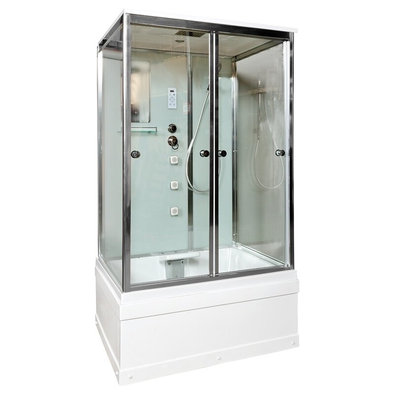 Душевая кабина Deto V1245, 120 x 90 см, с электрикой, гидромассажем, с сиденьем