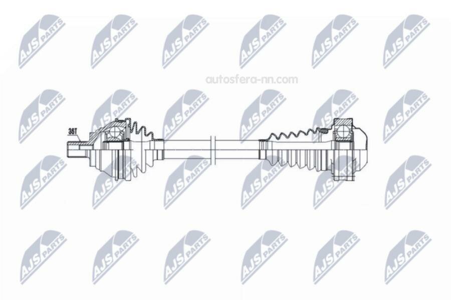 NTY NPWVW032 Полуось VW Golf V VI 2.0, 1.9 2.0TDI 03-, Passat 2.0, 1.9TD, 2.0TDI, 3.2FSI 05-, Caddy 04-,
