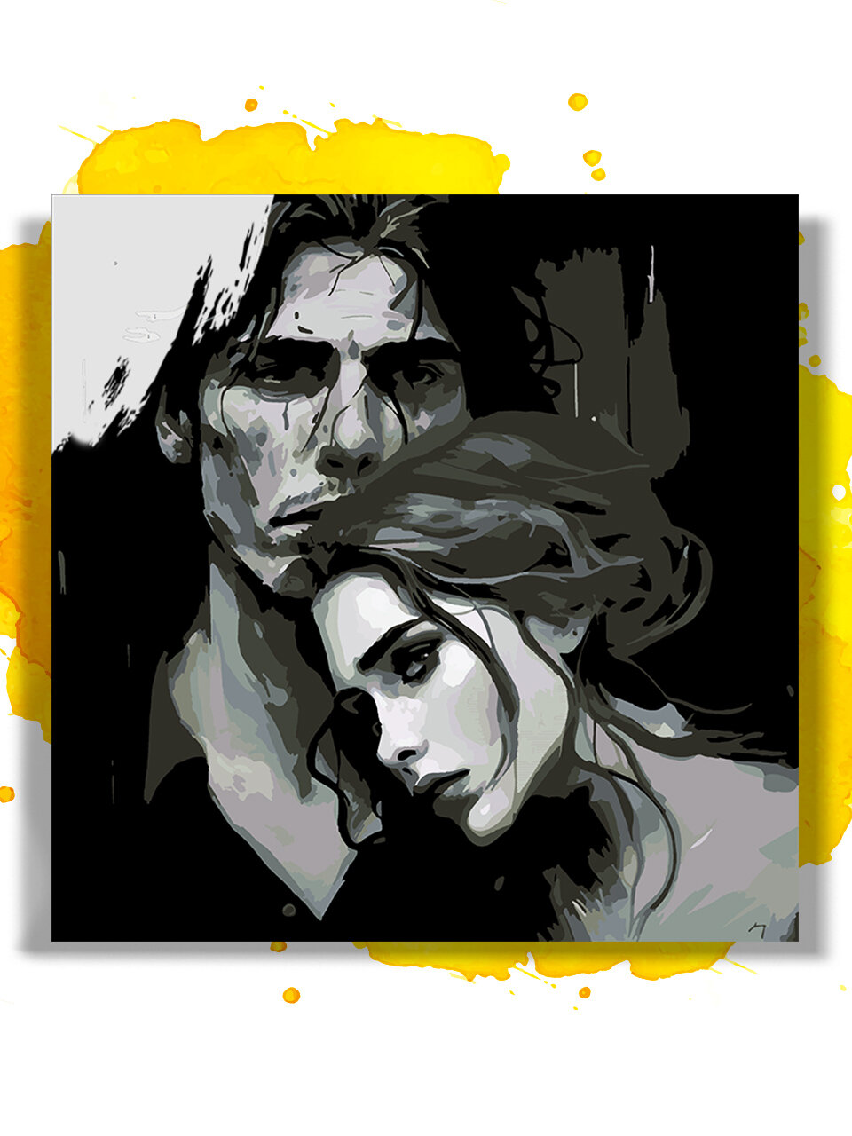 Картина по номерам на холсте Парень и девушка ЧБ, 40 х 40 см