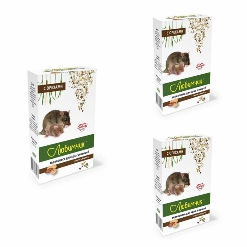 Любимчик Зерносмесь для крыс с орехами, 400 гр, 3 уп.