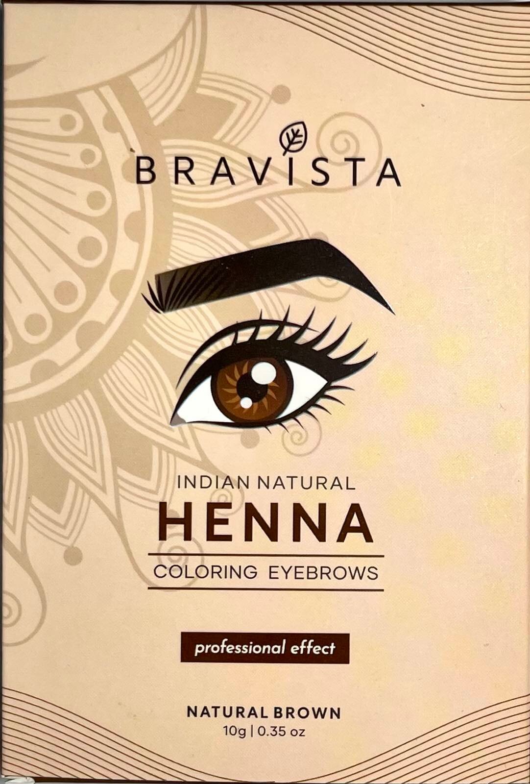 Indian natural HENNA, coloring eyebrows, NATURAL BROWN, Bravista (Индийская натуральная ХНА, краска для бровей, натуральный коричневый, Брависта), 10 г.