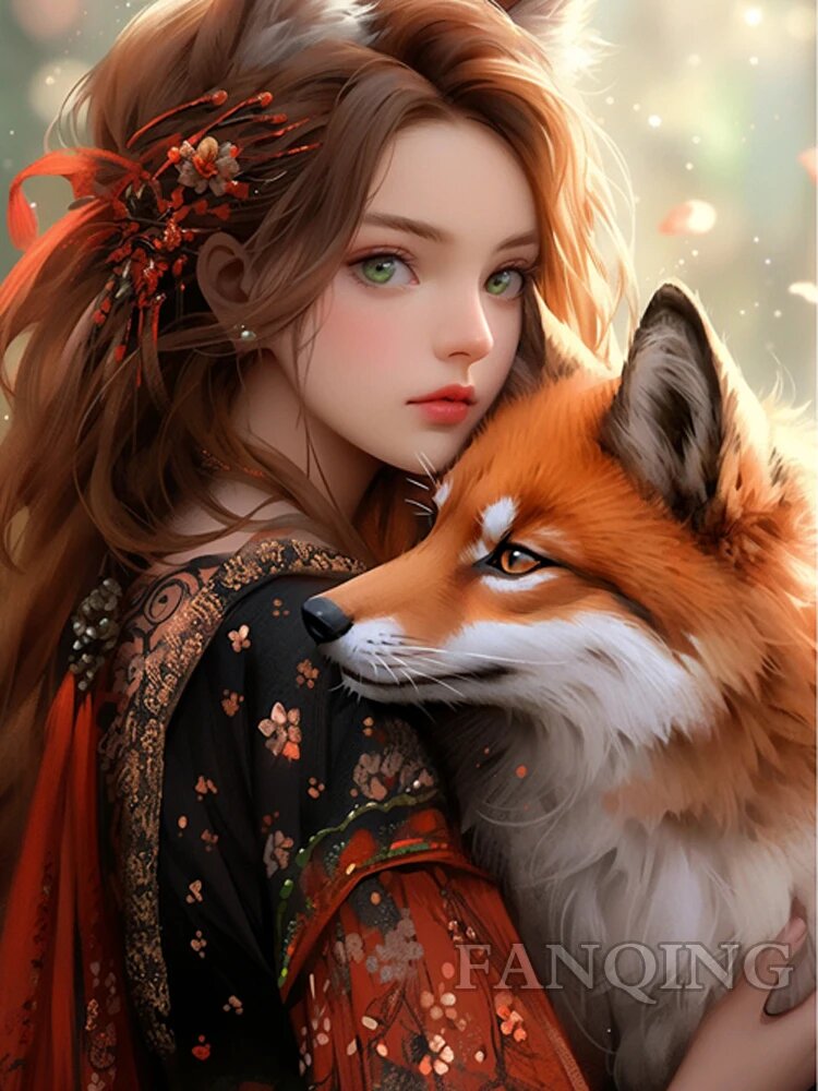 Новое поступление, алмазная живопись, художественная девушка, лиса, 5D, сделай сам, полная алмазная мозаика, вышивка крестиком, стразы, ручная вышивка, домашний декор L67