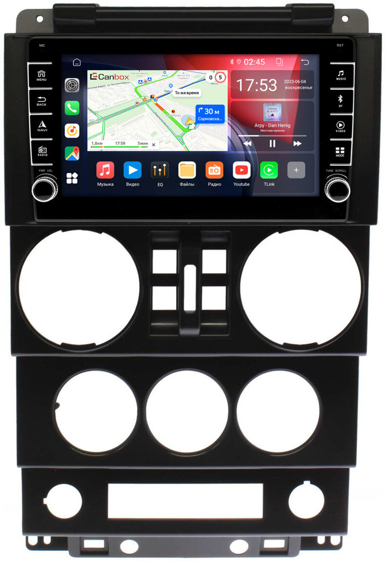 Штатная магнитола Jeep Wrangler 3 (JK) 2007-2010 (4 двери) Canbox BGT9-023 2/32 Android 10 (IPS, DSP, CarPlay)
