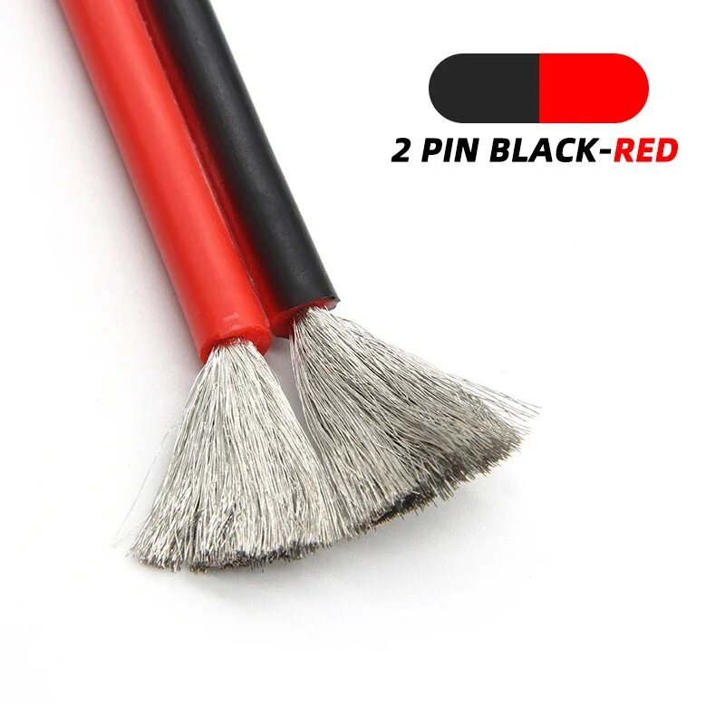 Термостойкий силиконовый кабель для авто 1-50 м 24AWG, 2 Pin Black-Red, 20 meters