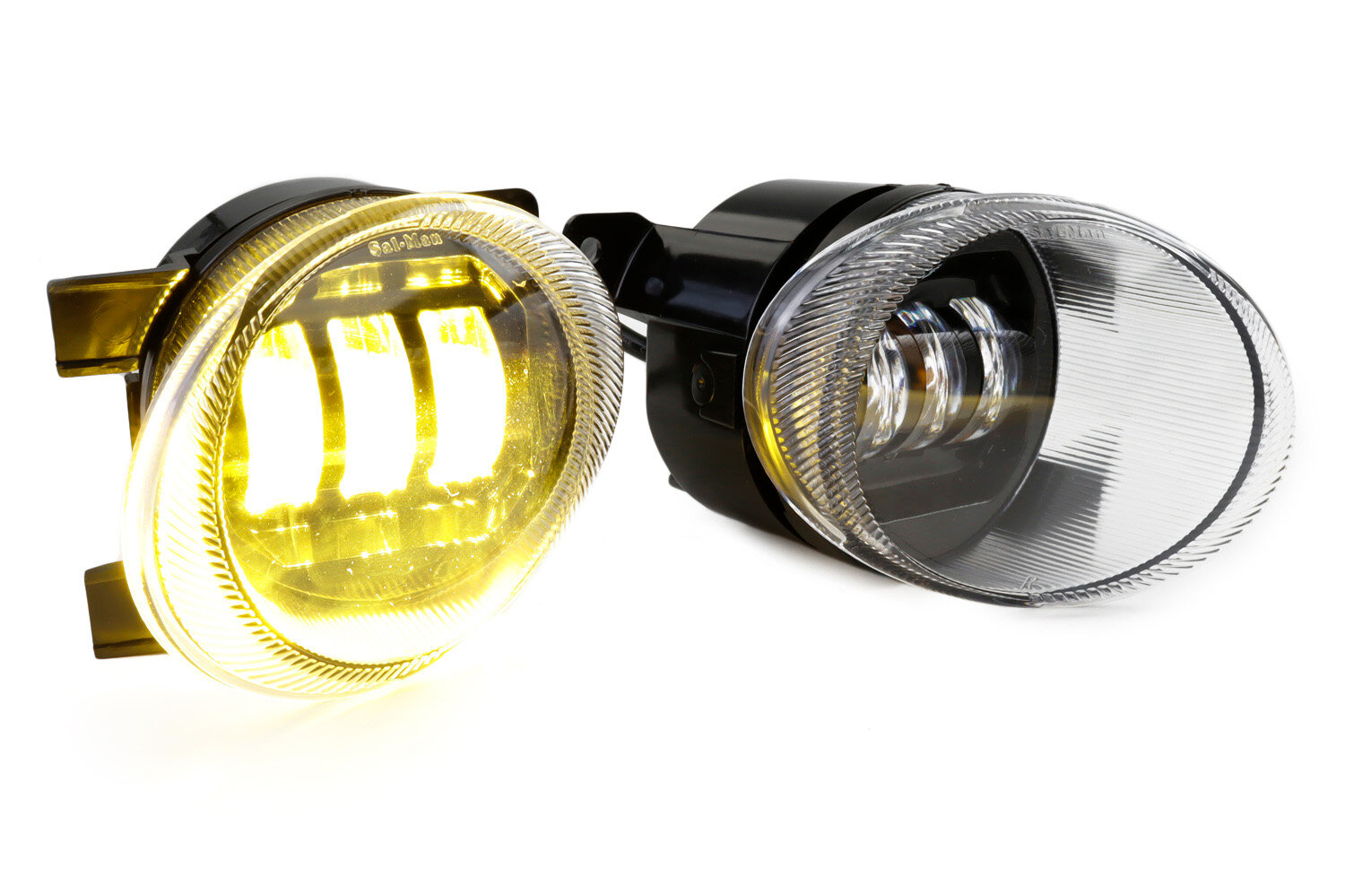 Двухцветные диодные ПТФ Sal-Man 50W 3 линзы (бело-синий 6000К и желтый 3000К) для Фольксваген Джетта 6, Гольф 6, Туарег 2, Тигуан 2, Кедди 3