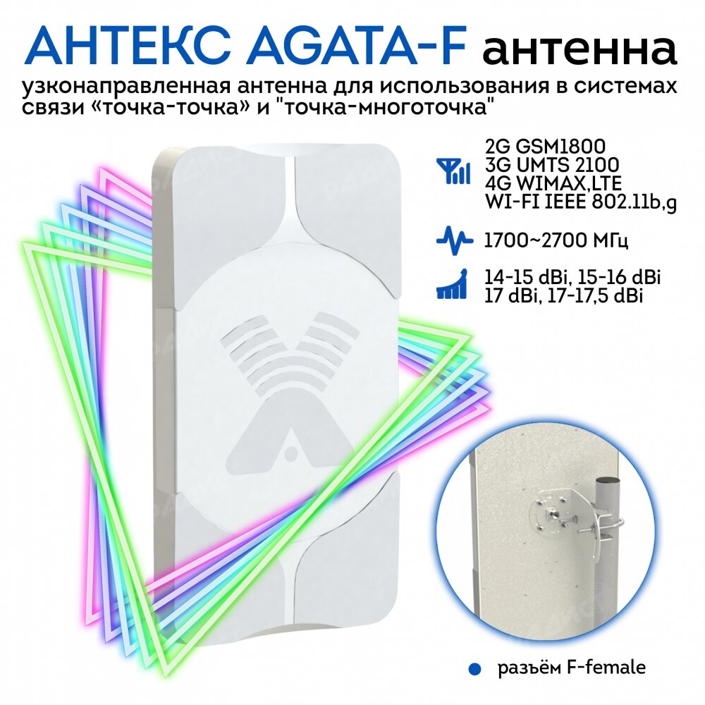 Антенна Антекс AGATA-F (17dB, 1700-2700MHz, F-type) для усиления сотового сигнала