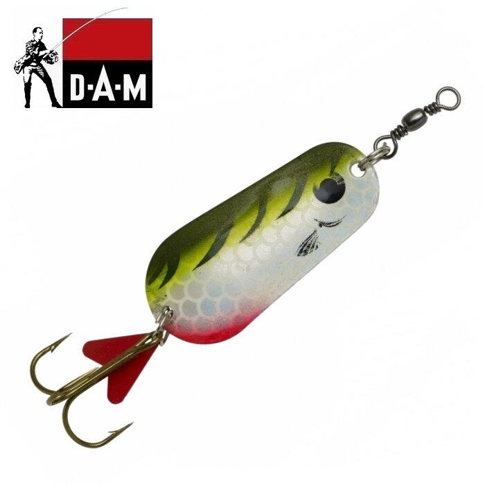 Блесна Колеблющаяся DAM Effzett Standart Spoon 65 мм/30 г, цвет Olive/Chart Tiger UV