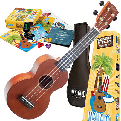 Mahalo MR1TBRK Набор: укулеле с чехлом, цвет Transparent Brown, тюнер, медиаторы, доп. набор струн Aquila, руководство пользователя, наклейки
