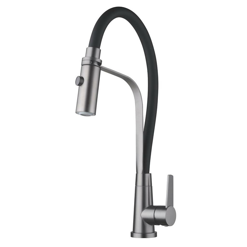 Смеситель для кухни SHEVANIK S943T-3 гибкий излив, аэратор, графит