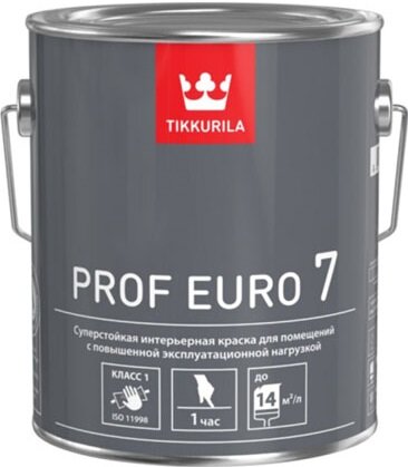 Краска для Стен и Потолков Tikkurila Prof Euro 7 18л Белая, Суперстойкая, Интерьерная / / Тиккурила Проф Евро 7.