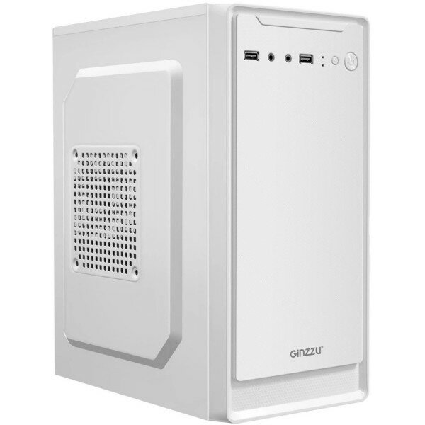 Корпус MiniTower Ginzzu B185 White mATX.2xUSB2.0. белый. w/o PSU. w/o fan (Ginzzu B185)