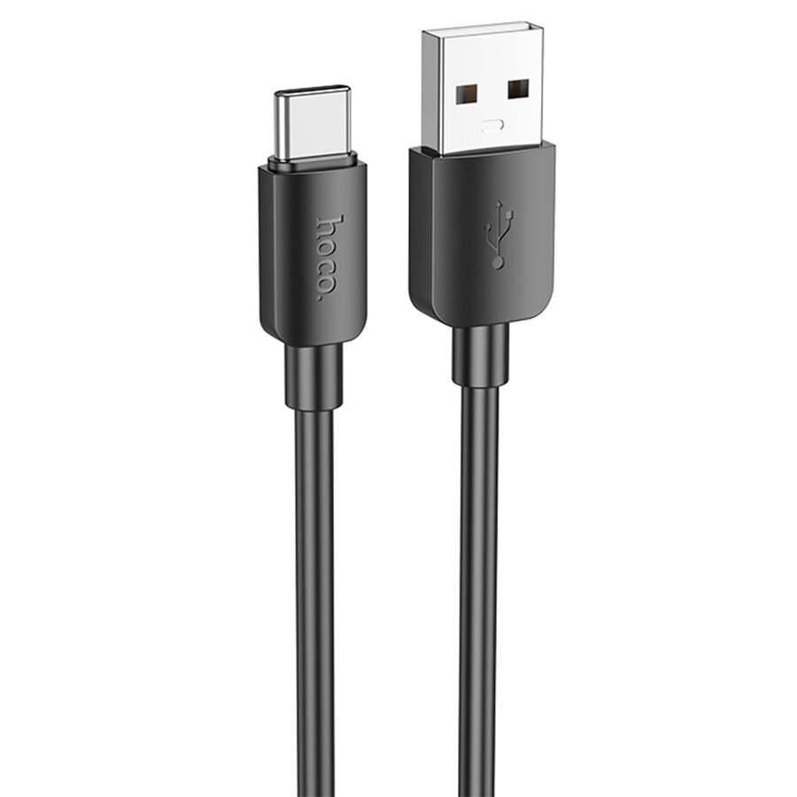Интерфейсный кабель для зарядки телефона USB - Type-С HOCO, X96, 1м, 3A, 27 W, тканевая оплётка, черный.