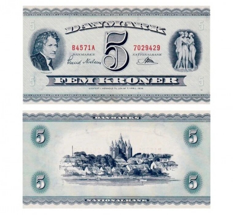 5 крон 1936 Дания, сувенирная копия, банкноты и купюры редкие коллекционные