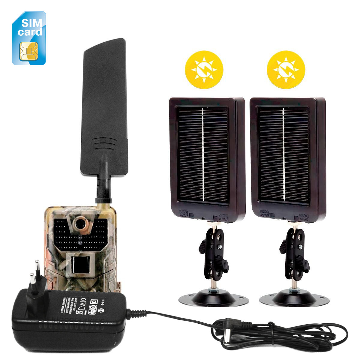 Набор: фотоловушка 4G для дачи с 2-мя аккумуляторными солнечными батареями Филин Мод: HC900 LTE 4G (F81423OK) и SP(06)