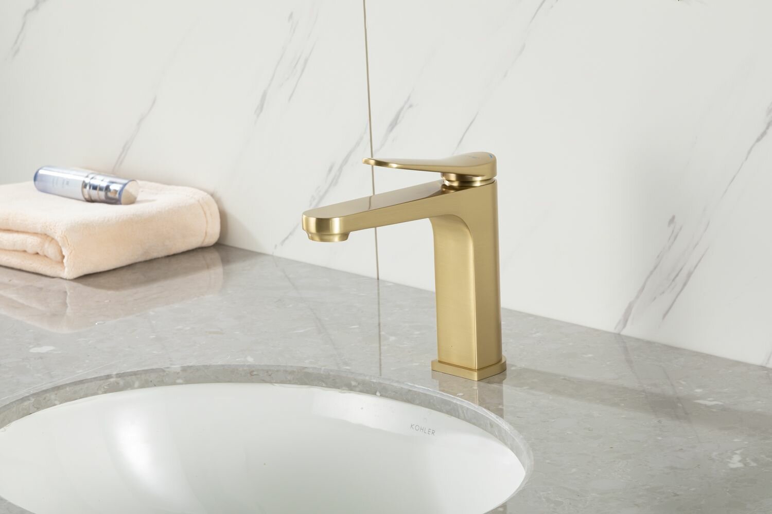 Смеситель для раковины Gappo G1WV01BK0-UT3 сатин золотой