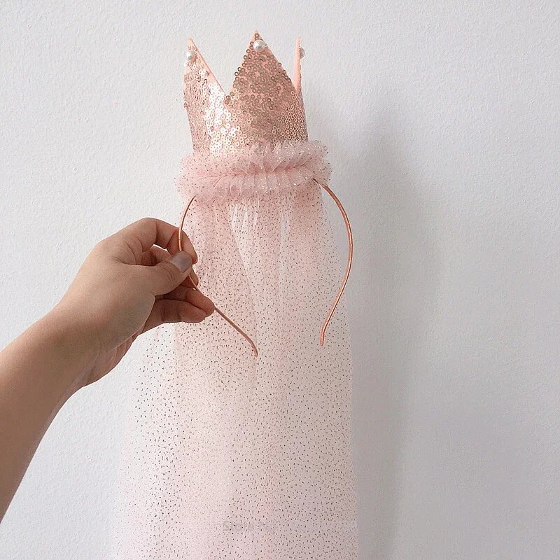 Детская повязка на голову с короной Розовый, A Orange Pink