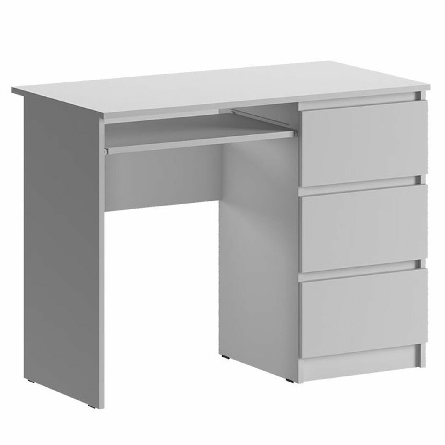 Компьютерный письменный стол Челси, размер 100.2х76.8х52.4 см, Белый / Белый глянец