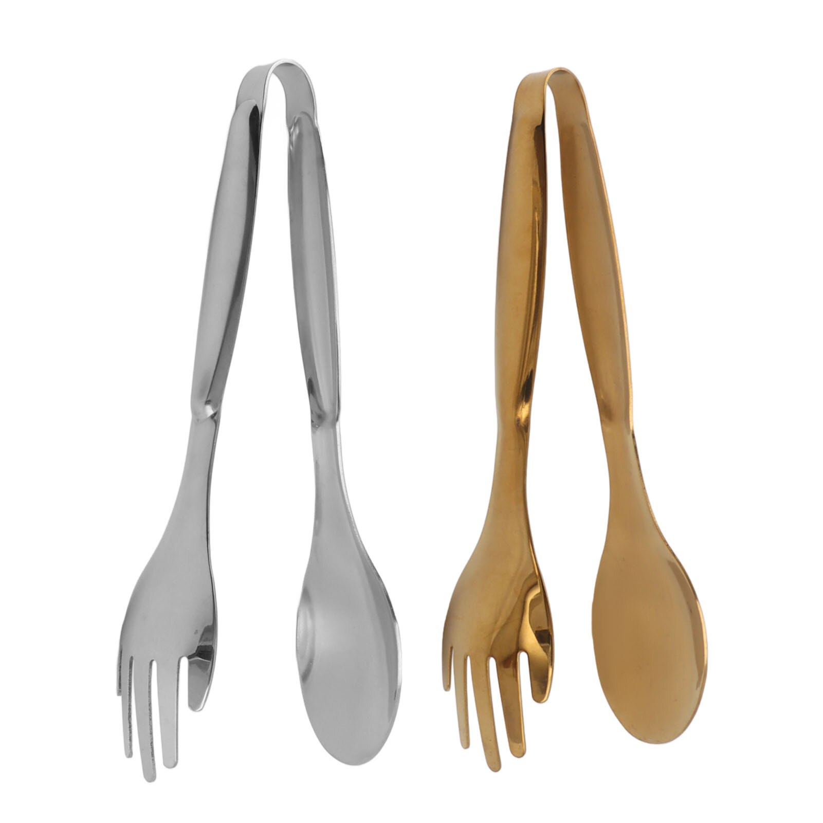 2Pcs Spoon Fork Tongs Small Serving Stainless Steel Food Clip Salad for Pastry Buffet Kitchen Accessories