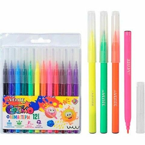 Фломастеры deVENTE 12 цветов "Cosmo" вентилируемый колпачок, пластик, блистер (5081129)