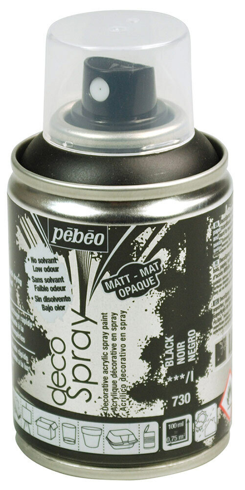 Краска на водной основе Pebeo decoSpray, (аэрозоль), 100 мл, черный